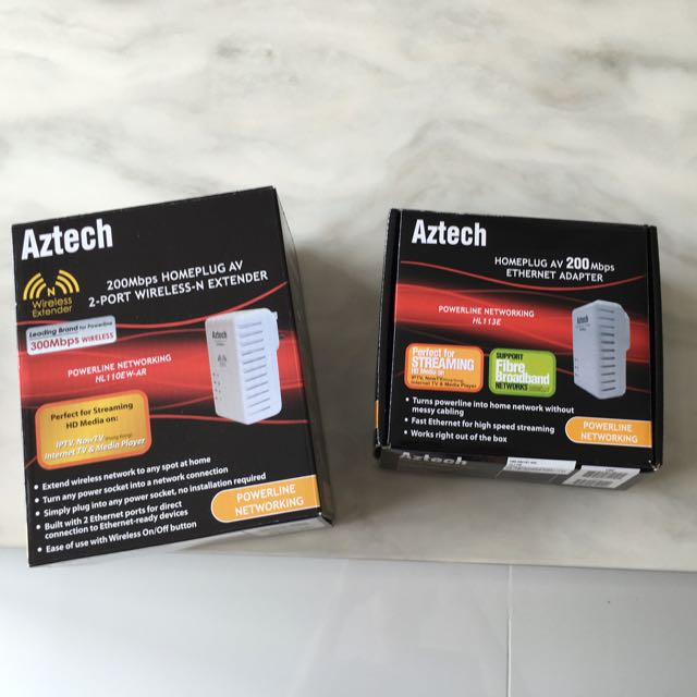 Aztech Powerline wireless/ethernet extender set, Computers & Tech ...