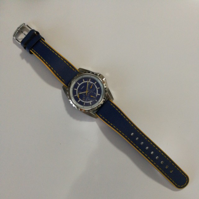 Timex TX T2N111 Retrograde Blue / Yellow leather Watch, Mobile Phones ...