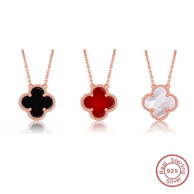 Four Leaf Clover Pendant Necklace In 925 Sterling Silver (Inspired By Van Cleef & Arpels), Women ...