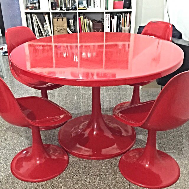 Replica Vintage Fibreglass Dining Table With 4 Chairs, Furniture & Home ...