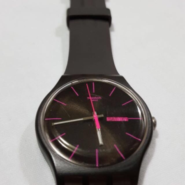 SWATCH BASIC Black Watch, Women's Fashion, Watches & Accessories ...