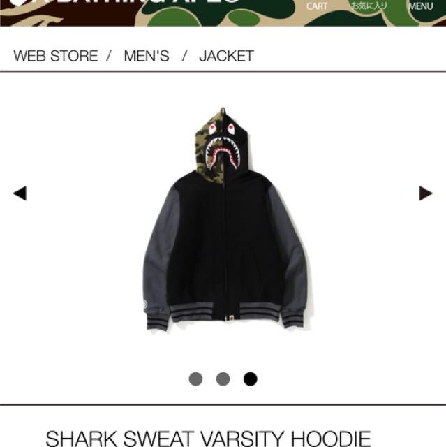 BAPE Shark Sweat Varsity Hoodie Jacket, Luxury, Apparel on Carousell