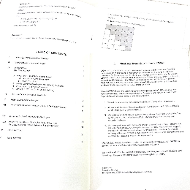 P3 P4 Singapore & Asean Schools Math Olympiads 2012 SASMO, Hobbies ...