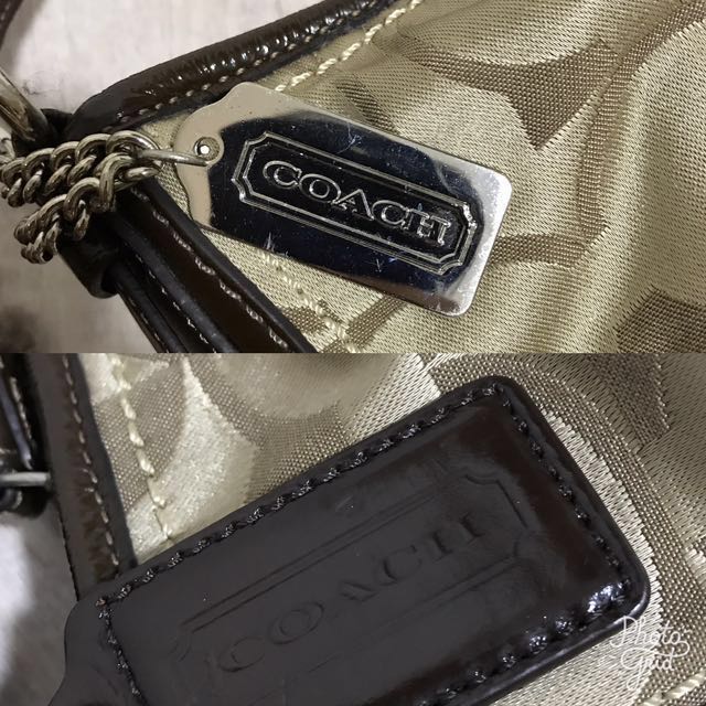 Coach 12676 Signature Gold Khaki Hobo Large Duffle Shoulder Bag Purse ...