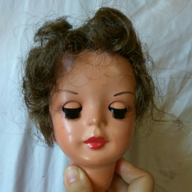 Antique vintage italian flirty eye doll head samco hard plastic rare ...