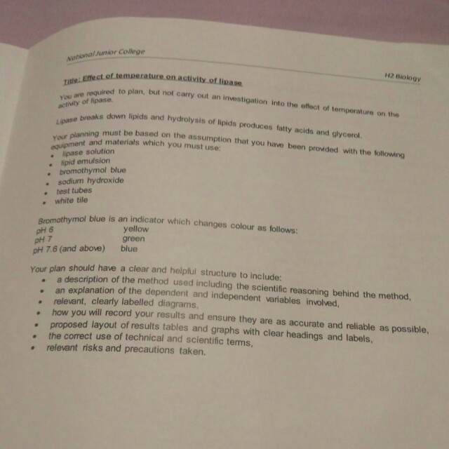 [H2 BIOLOGY] Practical Paper 4 Preliminary Examination Question Package ...