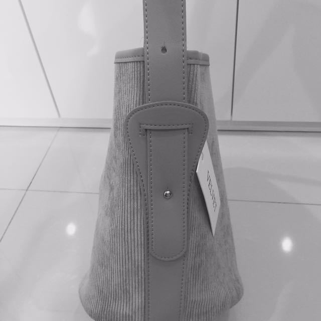 Velvet Grey Bucket Bag, Women's Fashion, Bags & Wallets, Tote Bags on ...