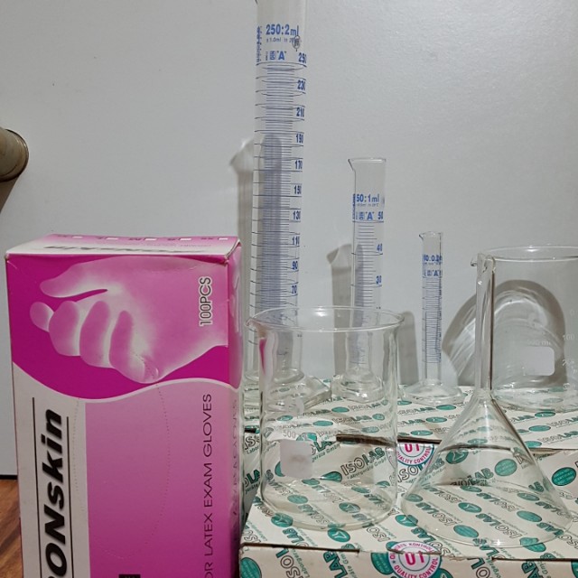 Measuring cylinders, beaker, funnel, gloves, Audio, Other Audio ...