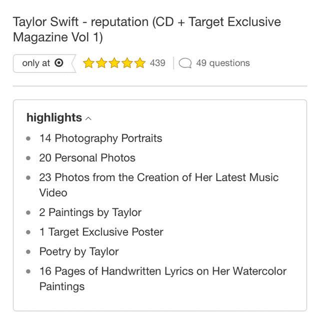 Taylor Swift Reputation Target Exclusive Volume 1 Magazine Album ...