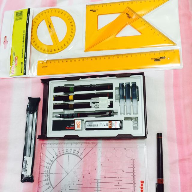 Rotring Set + Geometry Set, Hobbies & Toys, Stationery & Craft, Craft ...