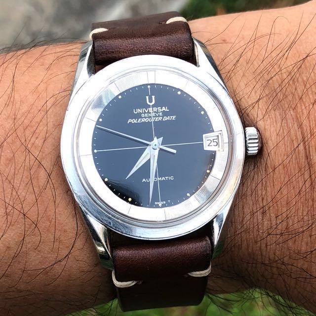Universal Geneve Polerouter Date (vintage), Luxury, Watches on Carousell