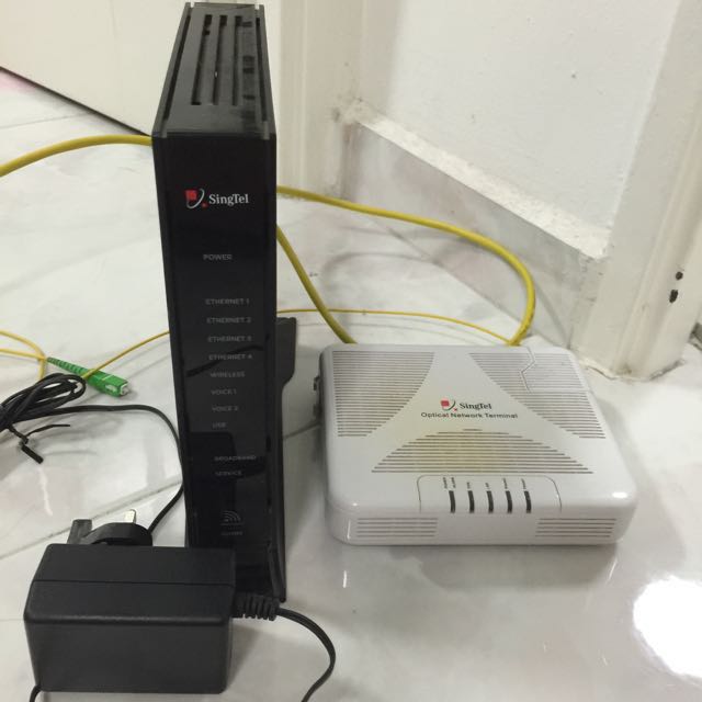 Used Singtel Modem and Router, free all wires, and ethernet connector ...