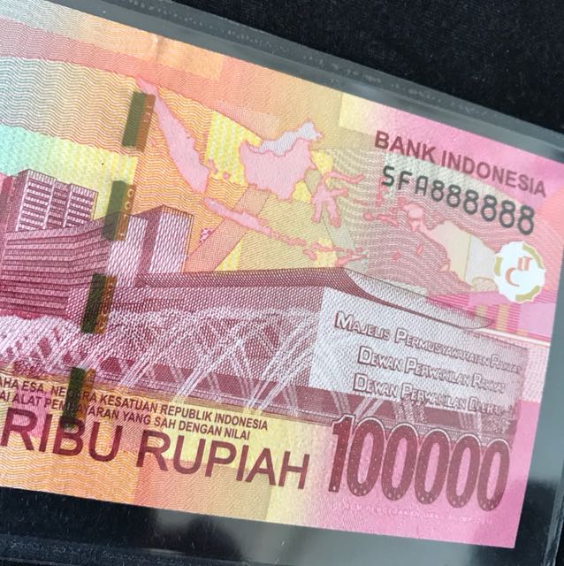 Bank Indonesia Seratus Ribu Rupiah 100000 With Solid 8, Hobbies & Toys, Memorabilia ...
