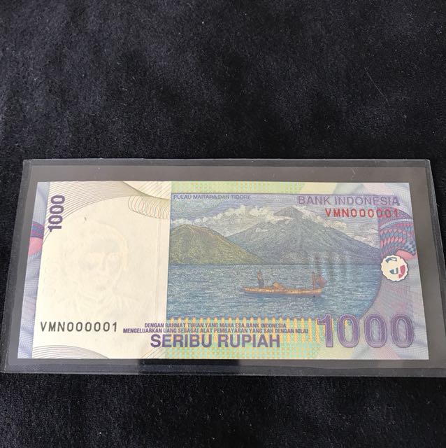 Bank Indonesia Seribu Rupiah 1000 With Golden Number 1, Hobbies & Toys ...