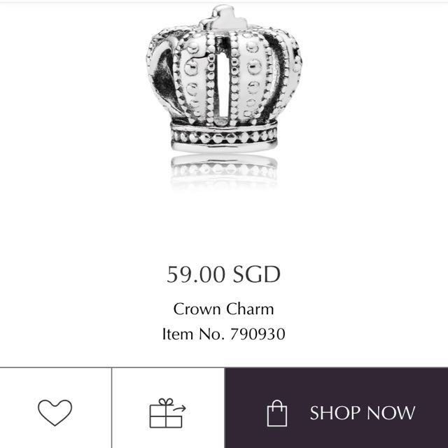Pandora Crown Charm 790930, Women's Fashion, Jewelry & Organisers ...