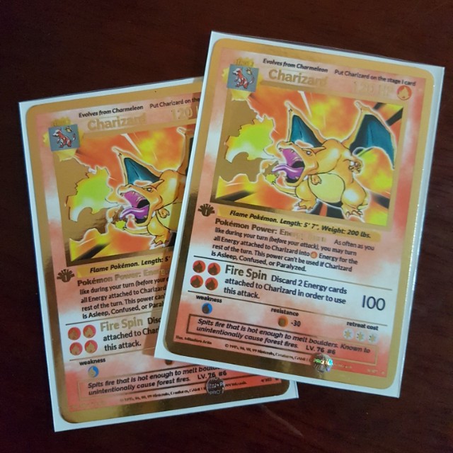 Pokemon Cards CUSTOM Charizard Gold Border First Edition, Hobbies ...