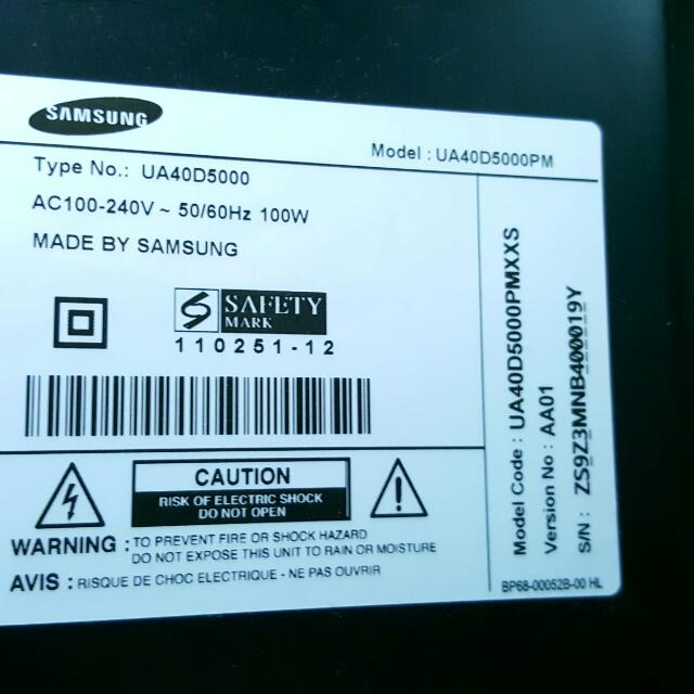 Samsung 40 Inch LED TV, UA40D5000 (Non-smart), TV & Home Appliances, TV & Entertainment, TV on ...