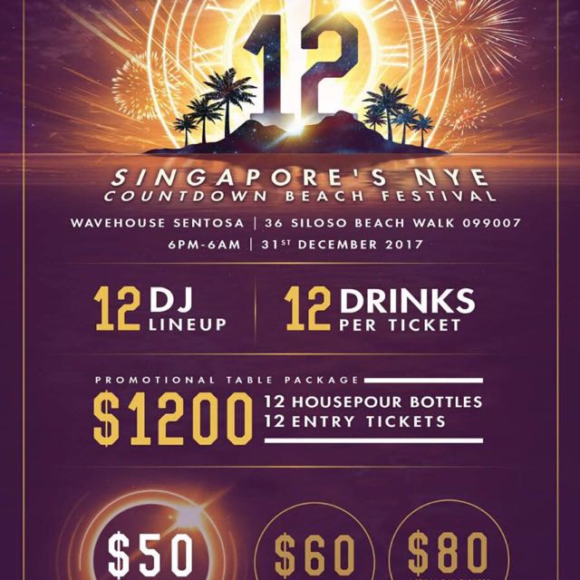NYE COUNTDOWN BEACH PARTY, Tickets & Vouchers, Event Tickets on Carousell