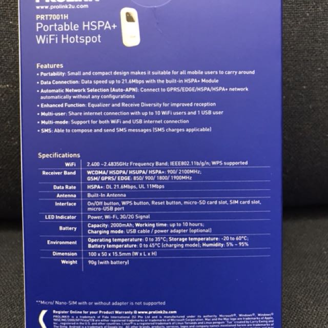 Prolink Portable HSPA+ Wifi Hotspot Egg PRT7001H, TV & Home Appliances ...