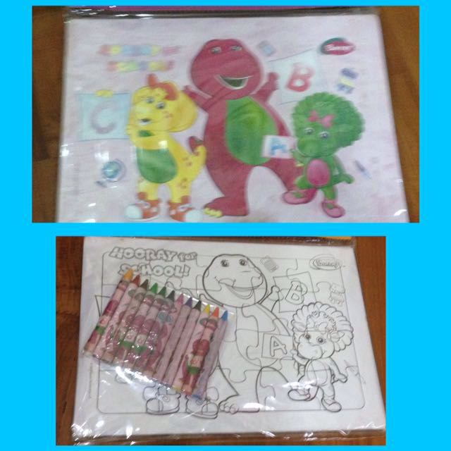 Barney Puzzle with Crayon Set and LED Lantern, Hobbies & Toys, Toys ...