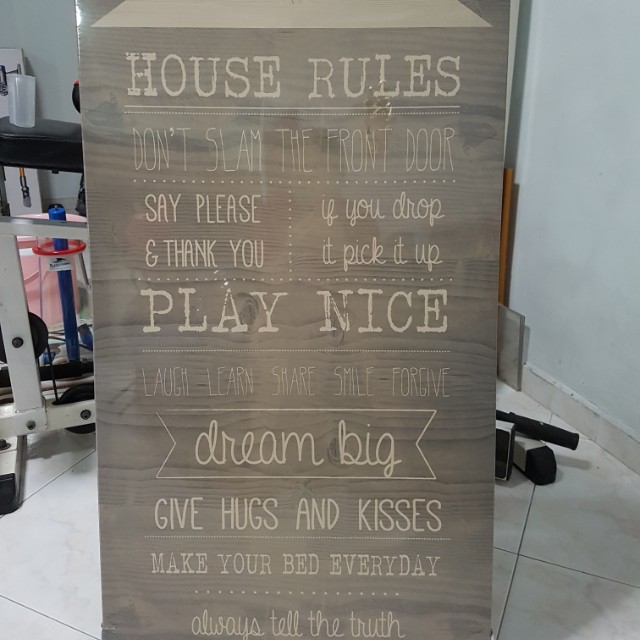 Canvas board "house rules", Furniture & Home Living, Home Decor, Frames ...