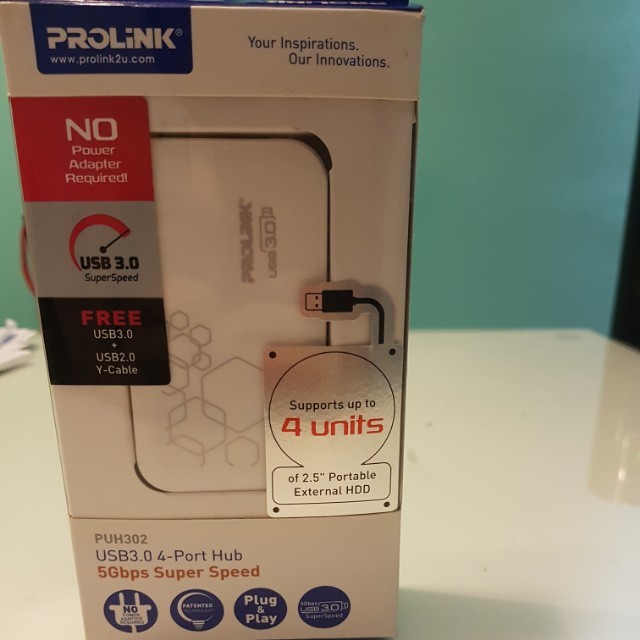 Prolink PUH 302 usb 3.0 4-port hub (white color), Computers & Tech, Parts & Accessories, Cables ...
