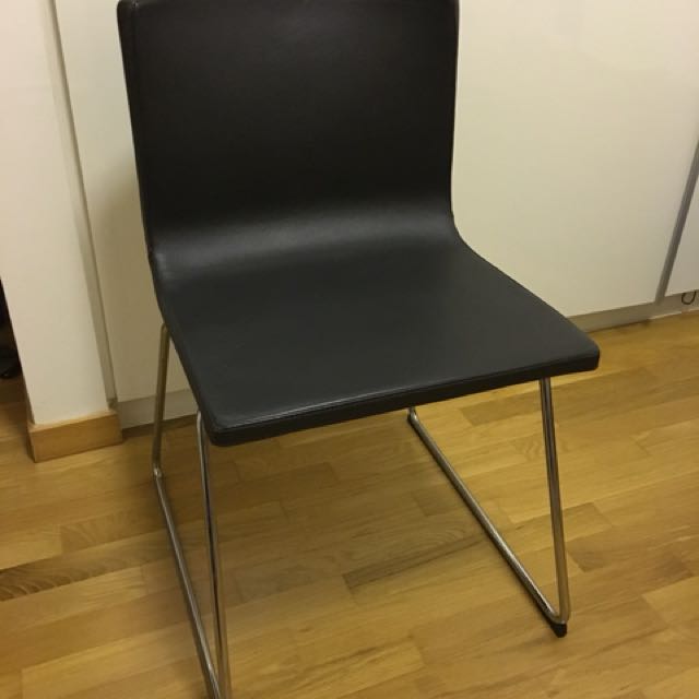 4 IKEA Bernhard chairs leather black brown, Furniture & Home Living ...