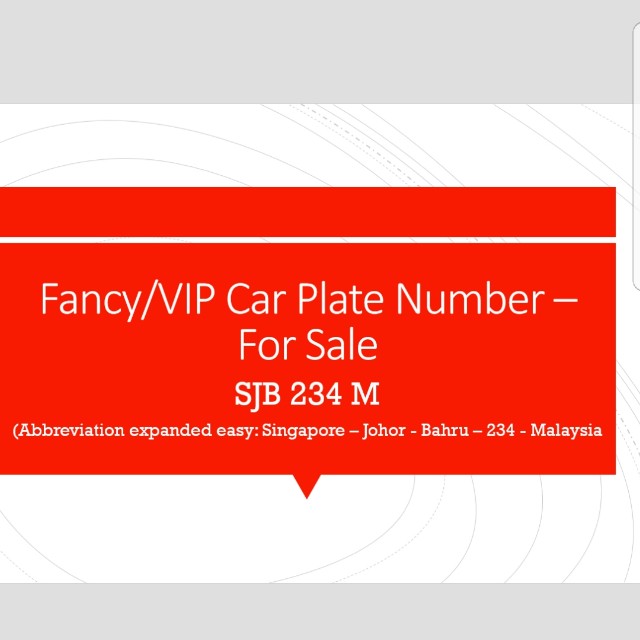 *SOLD*Car License Plate Number - SJB 234 M Singapore-Johor-Bahru-234 ...