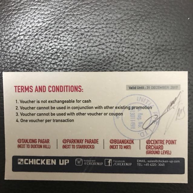 $100 Chicken Up cash voucher, Entertainment, Gift Cards & Vouchers on ...