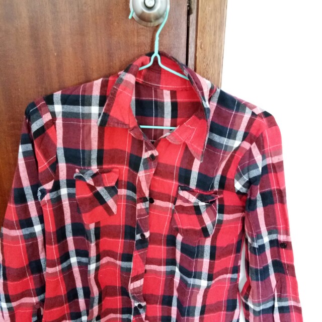 Red Flannel, Women's Fashion, Coats, Jackets and Outerwear on Carousell