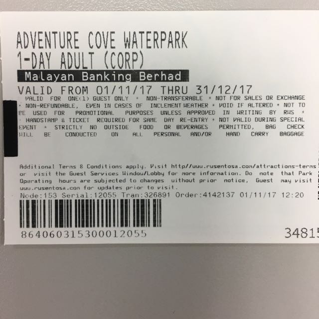 Adventure cove 1 day pass, Tickets & Vouchers, Local Attractions ...