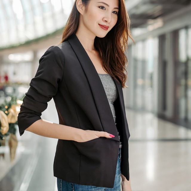 (Sold) BNWT Eternity Loft Parker Angular Blazer in Black, Women's ...