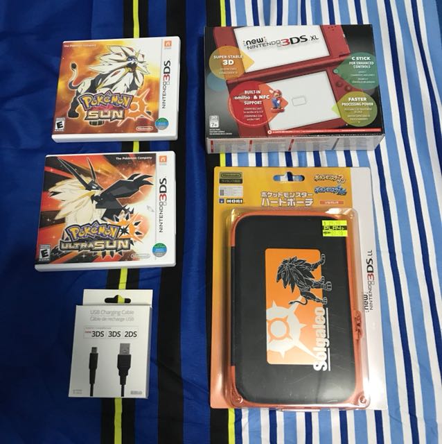 New Nintendo 3DS XL + Pokemon Sun + Pokemon Ultra Sun + Case, Video ...