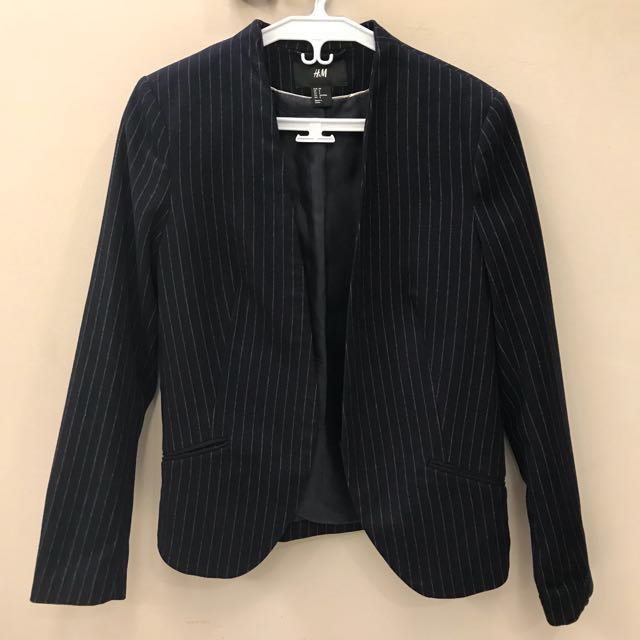 H&M Dark Blue OL Blazer, Women's Fashion, Coats, Jackets and Outerwear on Carousell