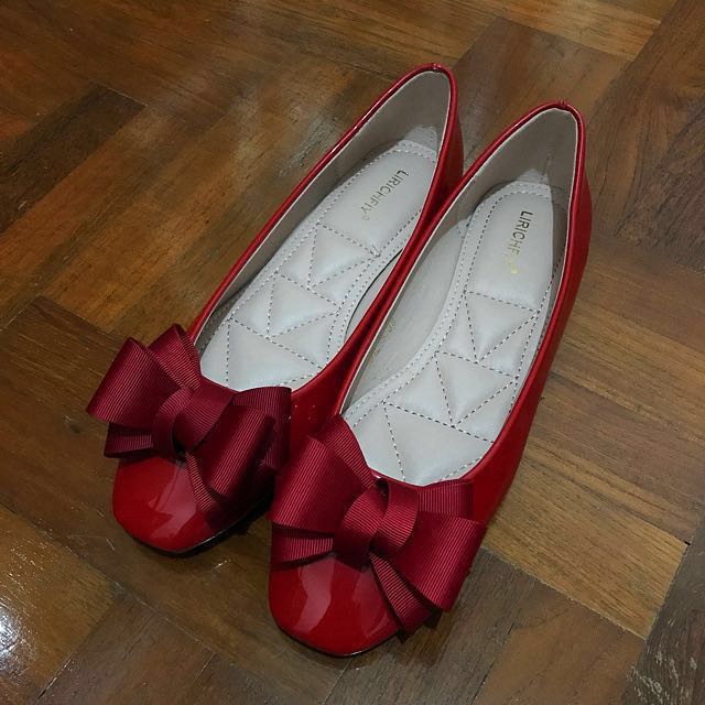 Red Ribbon Ballet Flats, Women's Fashion, Footwear, Flats on Carousell