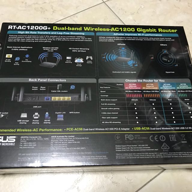 Asus RC-AT 1200G+ Router (Shrink wrapped), Computers & Tech, Parts ...