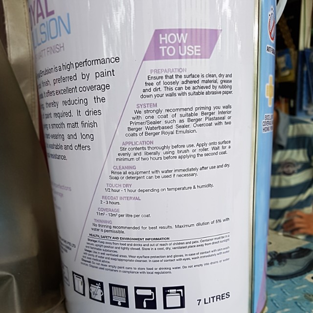 Berger Royal Emulsion Matt Finish White Paint 7Litres, Bulletin Board ...