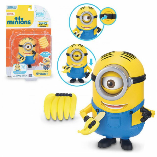 Minions Poseable Deluxe Action Figure Banana Munching Stuart ( Move Arm ...