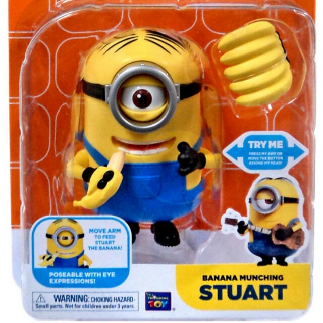 Minions Poseable Deluxe Action Figure Banana Munching Stuart ( Move Arm ...