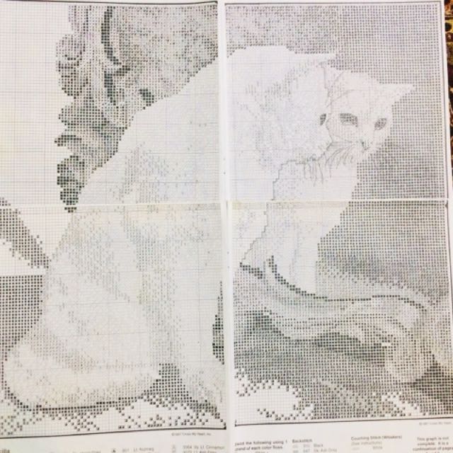 00122 Priscilla the cat Cross stitch Pattern, Furniture & Home Living ...