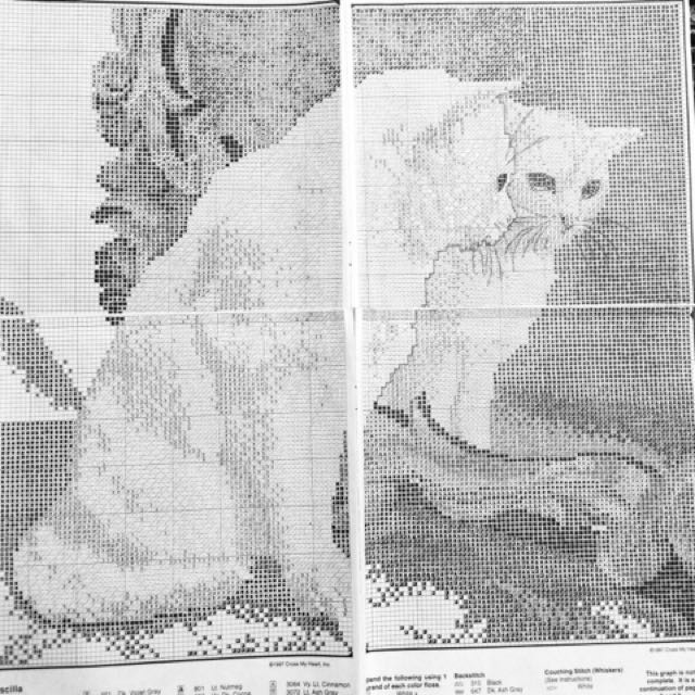 00122 Priscilla the cat Cross stitch Pattern, Furniture & Home Living ...