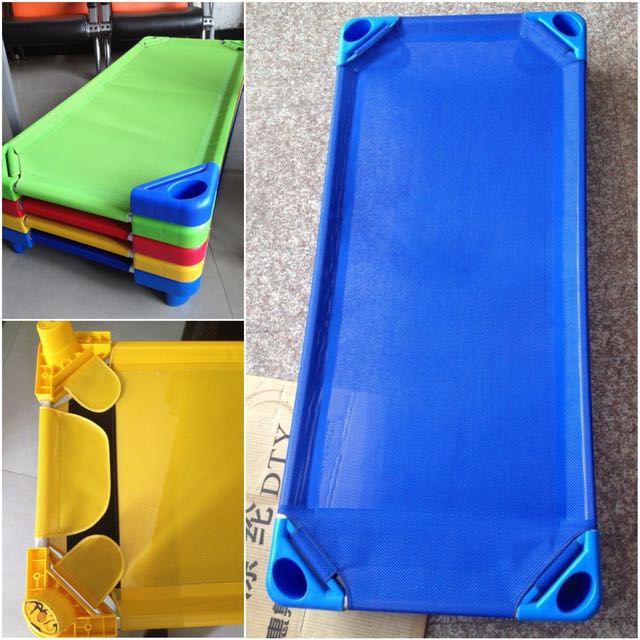 Kindergarten Toddler Plastic Bed Stackable With Mesh Cloth, Babies ...