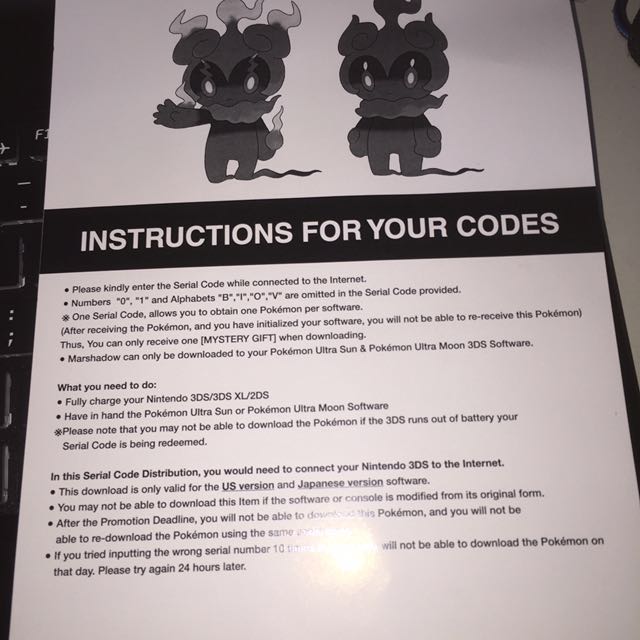 Marshadow Code - Pokemon Ultra Sun and Moon, Hobbies & Toys, Toys ...
