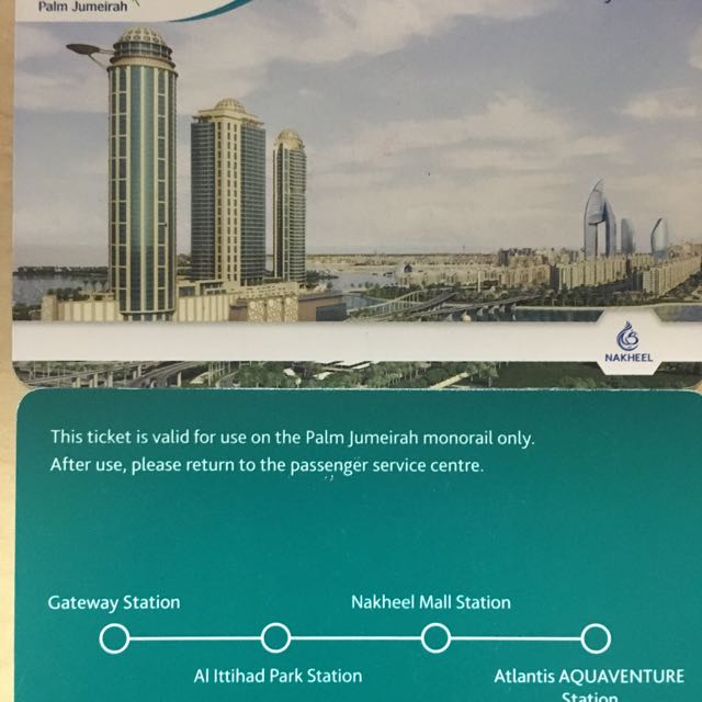 Dubai NOL Metro Card with Palm Jumeirah Monorail Card, Tickets ...
