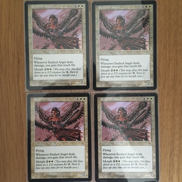 MTG Mint Onslaught Rare, Exalted Angel x 4, Hobbies & Toys, Toys ...