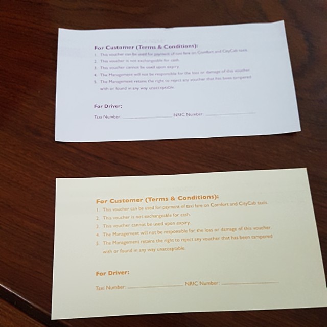 Comfort and Citicab Taxi vouchers, Tickets & Vouchers, Vouchers on ...