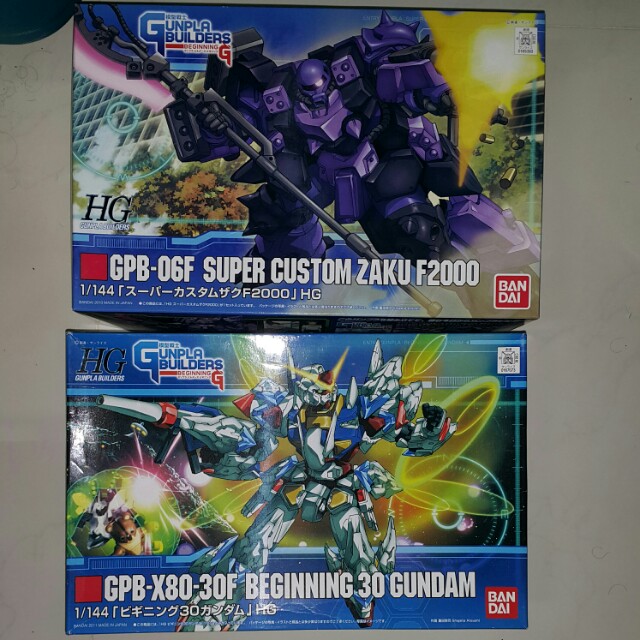 HG Super Custom Zaku F2000 + Beginning 30 Gundam Set, Hobbies & Toys, Toys & Games on Carousell