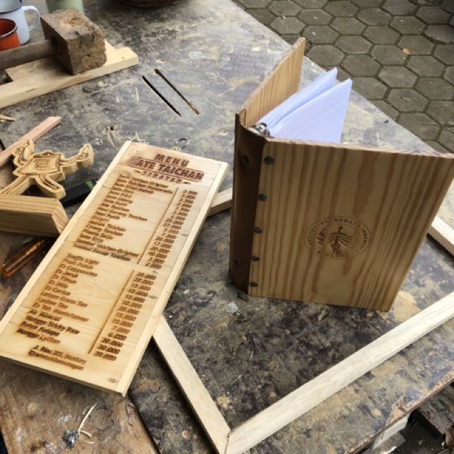 Pine wood book cover, Furniture & Home Living, Home Improvement ...