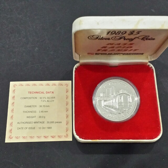1989 Singapore $5 MRT Silver Proof Coin - Mass Rapid Transit on Carousell