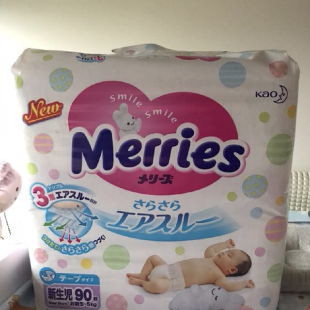 Merries Diapers Newborn 90 pieces, Babies & Kids, Babies & Kids Fashion ...